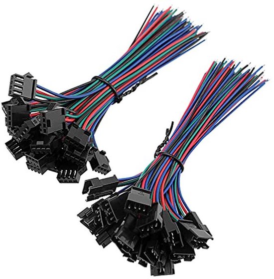 20 Pairs JST SM 4-Pin Connector Adapters with 150mm Electrical Cable ...