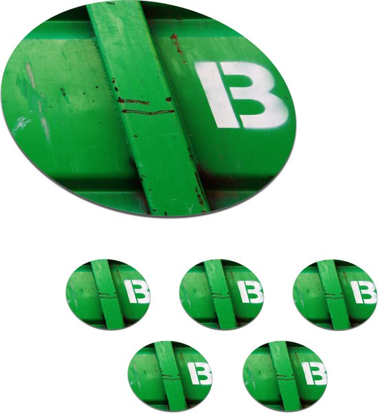 Onderzetters voor glazen - Rond - Letter B op groene opslag container ...