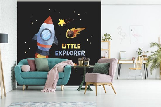 Behang - Fotobehang Spreuken - Ruimte - 'Little explorer' - Quotes ...