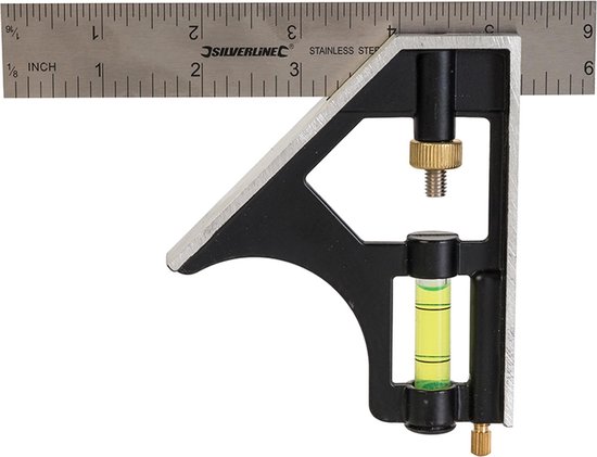 Silverline Combinatie winkelhaak - gehard staal - 150 mm - met waterpas ...