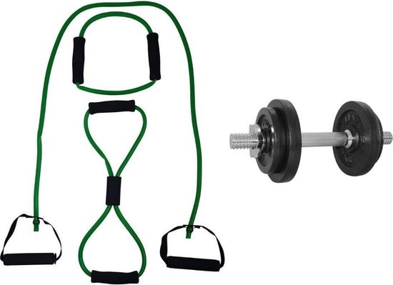 Tunturi - Fitness Set - Halterset 10 kg incl 1 Dumbellstang - Tubing ...