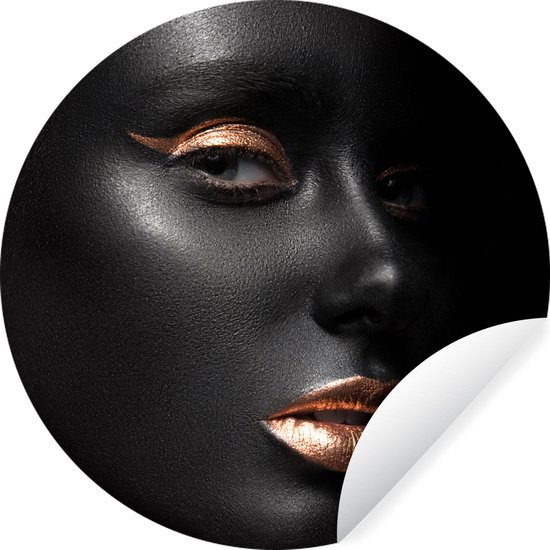 WallCircle - Muurstickers - Behangcirkel - Zwart - Goud - Vrouw - 100x100 cm -... | bol.com