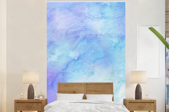 Behang - Fotobehang Waterverf - Lichtblauw - Paars - Abstract - Breedte ...