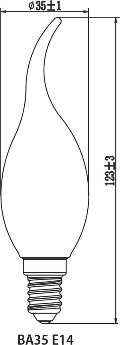Noxion Lucent LED E14 gebogen punt Kaars Filament Helder 4.5W 470lm - 827 Zeer Warm... | bol.com