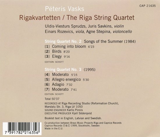 Riga String Quartet - Peteris Vasks (CD), Riga String Quartet | CD (album) | Muziek | bol.com