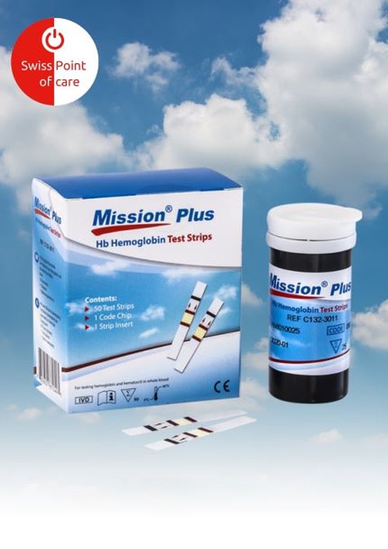 Mission Plus Hb Hemoglobine Teststrips (x50) | bol.com