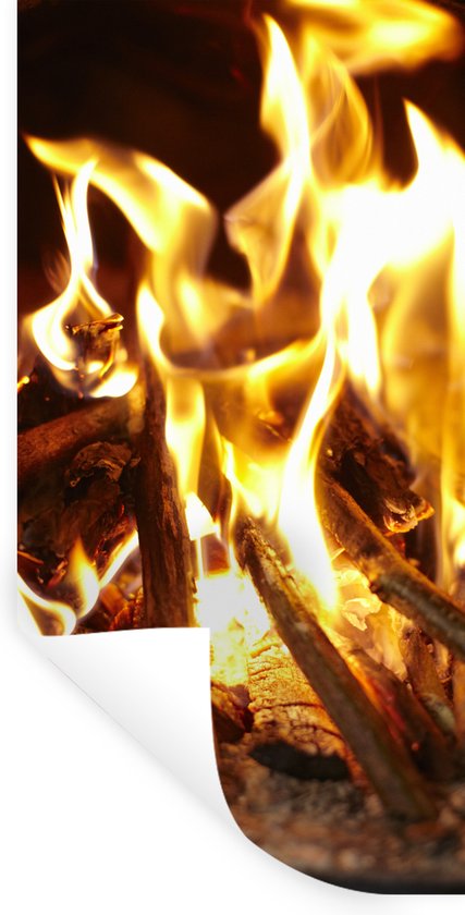 Muurstickers - Sticker Folie - Een open haard met vuur - 20x40 cm ...