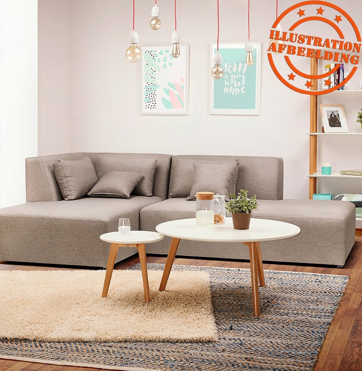 Alterego Lage ronde salontafel 'KOFY' Scandinavische stijl | bol