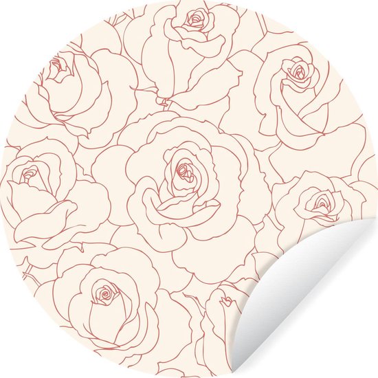 WallCircle - Muurstickers - Behangcirkel - Een bloemdessin illustratie van roze rozen... | bol