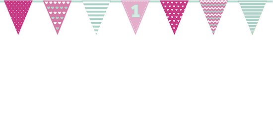 Luxe slinger 1 jaar versiering roze / lime - eerste verjaardag meisje | bol