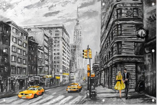 Dessin caractéristique du paysage de rue de New York - Photo sur poster ...