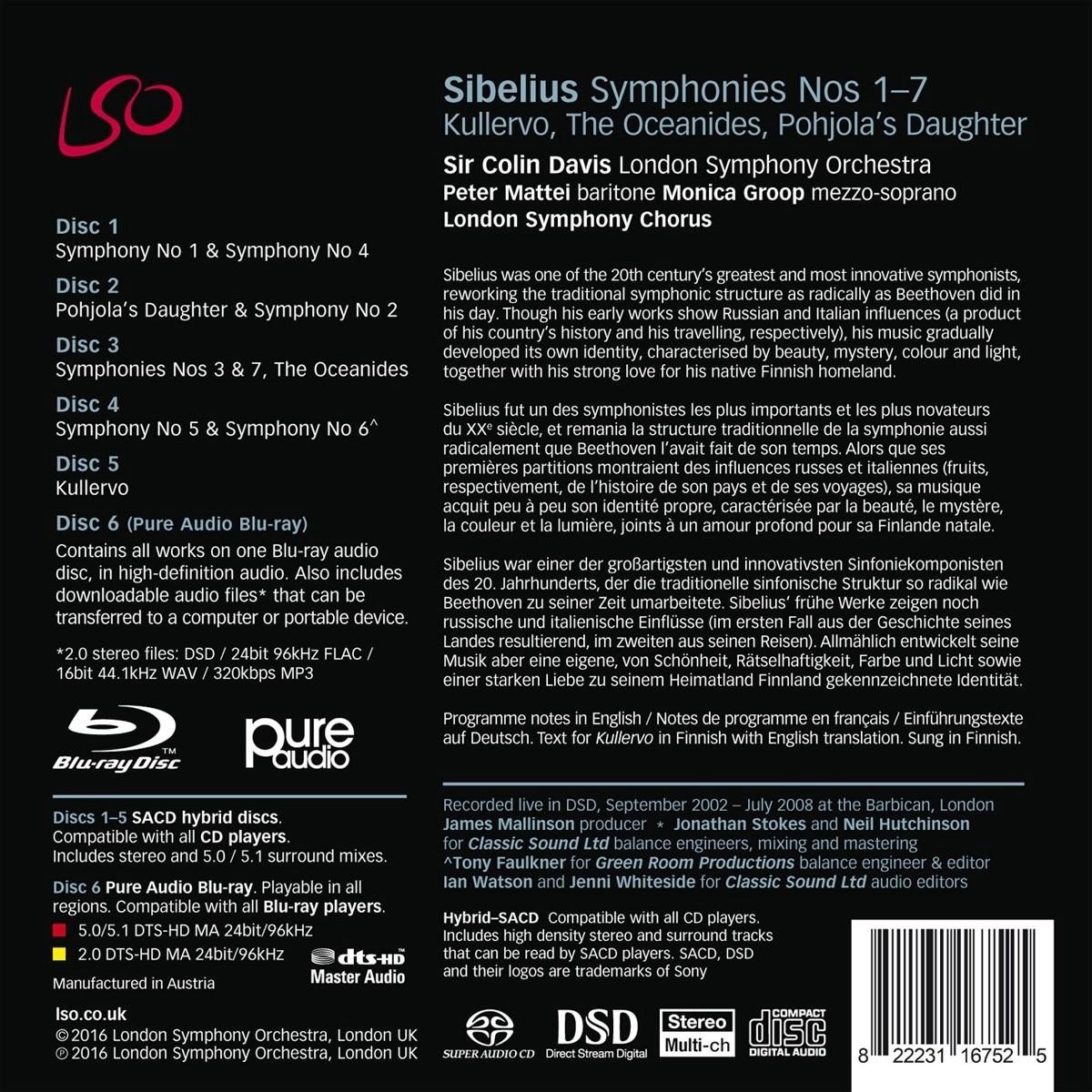 London Symphony Orchestra, Sir Colin Davis - Sibelius: Symphonies (CD), London... | bol.com