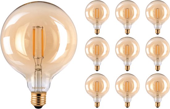 Voordeelpak 10x Noxion PRO LED Globe Classic Filament G125 E27 8W 822 Amber | Zeer... | bol.com