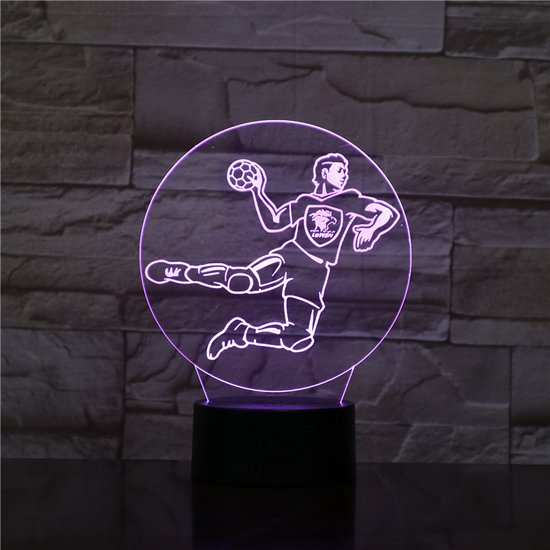 3D Led Lamp Met Gravering - RGB 7 Kleuren - Handbal | bol.com