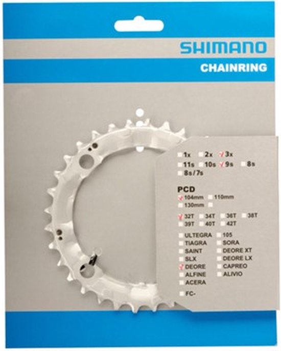 Shimano Kettingblad Deore Fc-m532 32t 9s 104 Mm Zilver | bol