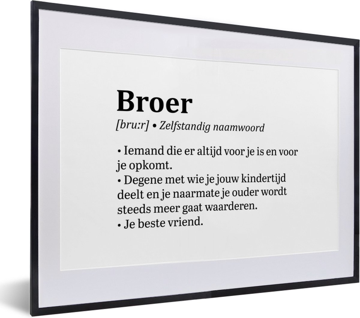 Fotolijst incl. Poster - Woordenboek - Broer definitie - Broer - Quotes ...