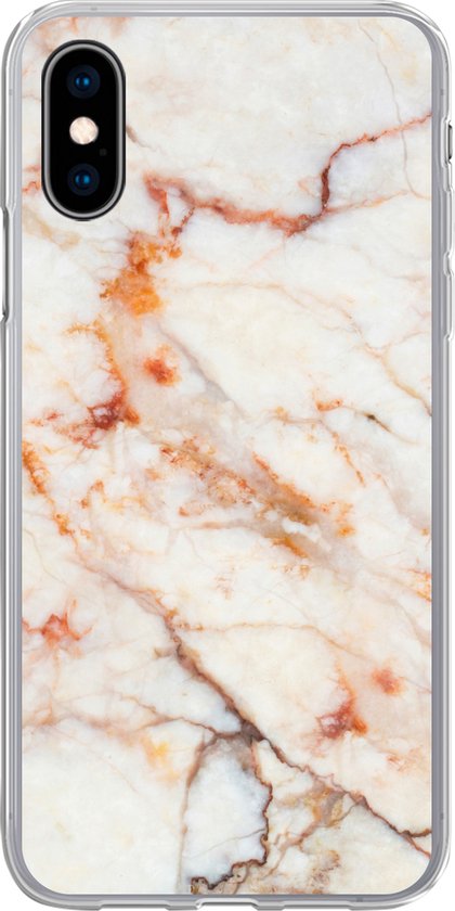 Telefoonhoesje Geschikt voor iPhone X hoesje - Marmer print - Oranje ...