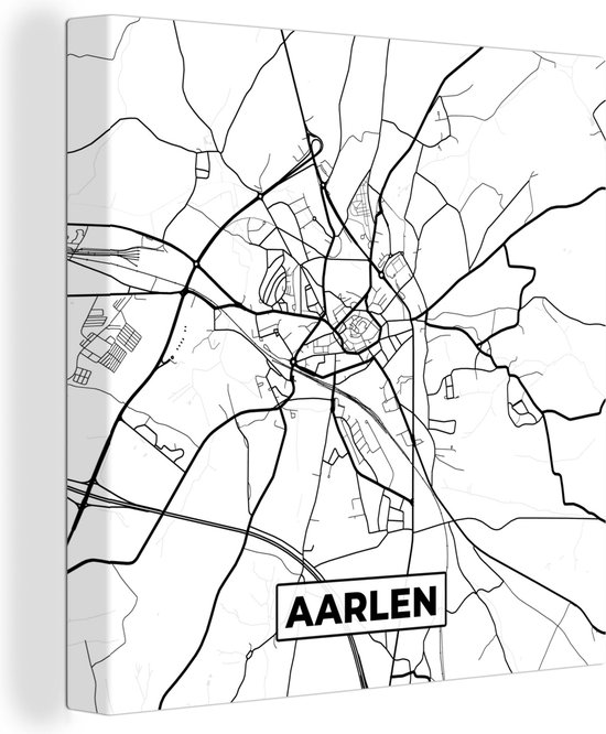 Canvas Schilderij Zwart Wit – België – Plattegrond – Stadskaart – Kaart ...