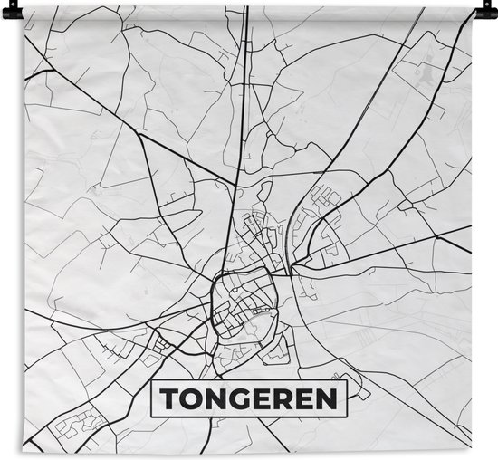 Wandkleed - Wanddoek - België – Tongeren – Stadskaart – Kaart – Zwart ...