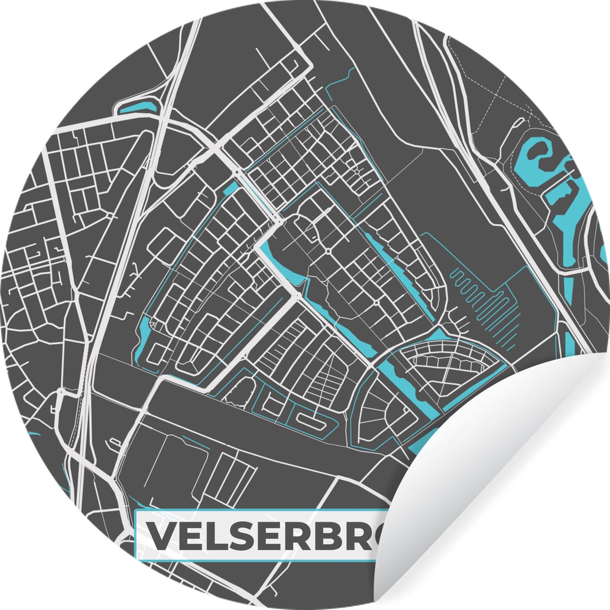 Wallpaper Circle - Velserbroek - Map - Floor Plan - City Map - 100x100 ...