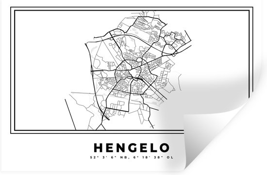 Muurstickers - Sticker Folie - Nederland – Hengelo – Stadskaart – Kaart ...
