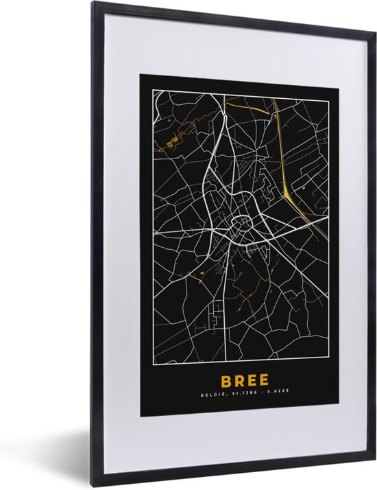 Fotolijst incl. Poster - Bree - Gold - Stadskaart - Plattegrond - Kaart ...