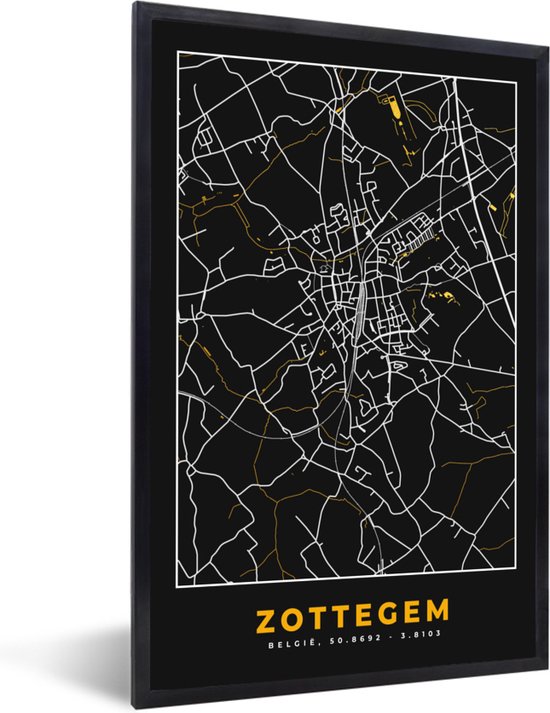 Fotolijst incl. Poster - Kaart - Goud - Plattegrond - Zottegem ...