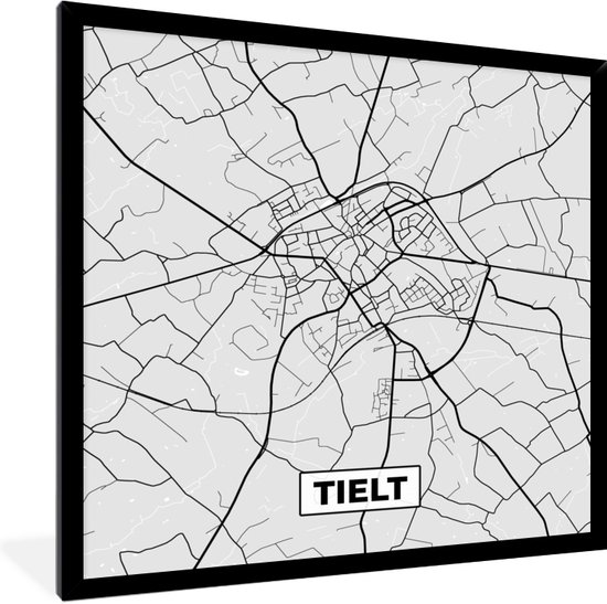 Fotolijst incl. Poster Zwart Wit- België – Tielt – Stadskaart – Kaart ...