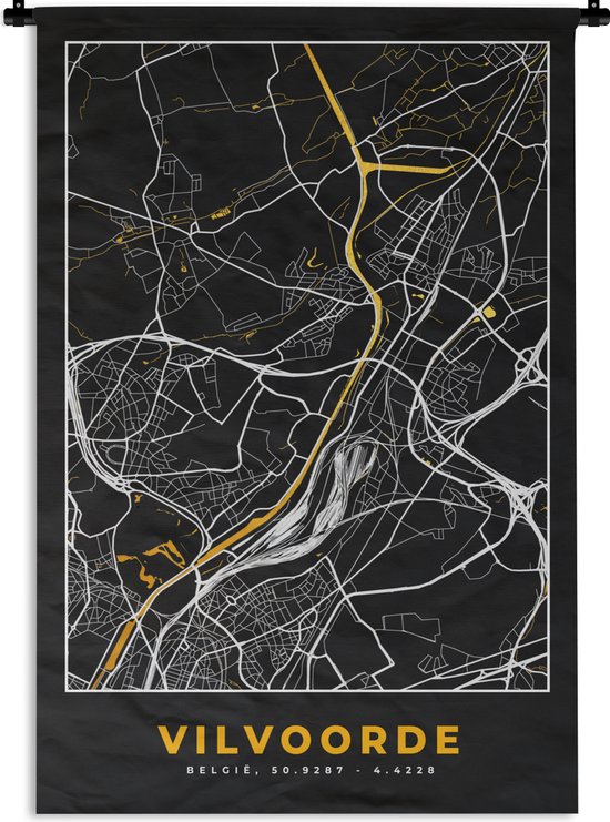 Wandkleed - Wanddoek - Stadskaart - Vilvoorde - Plattegrond - Kaart ...