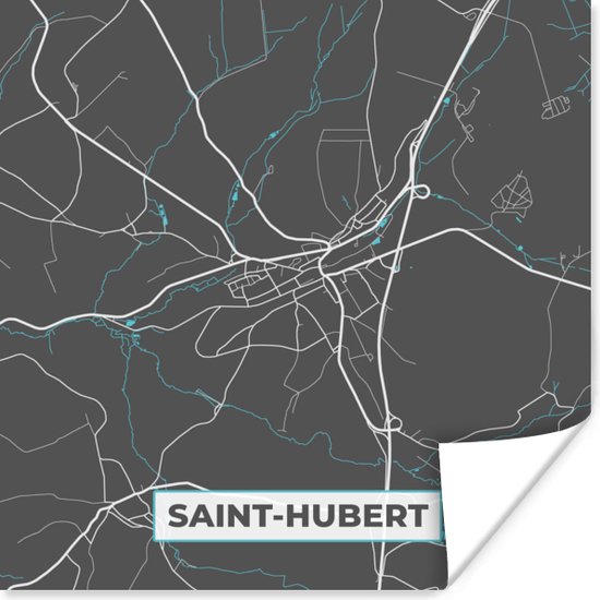 Poster België – Saint Hubert – Stadskaart – Kaart – Blauw – Plattegrond ...
