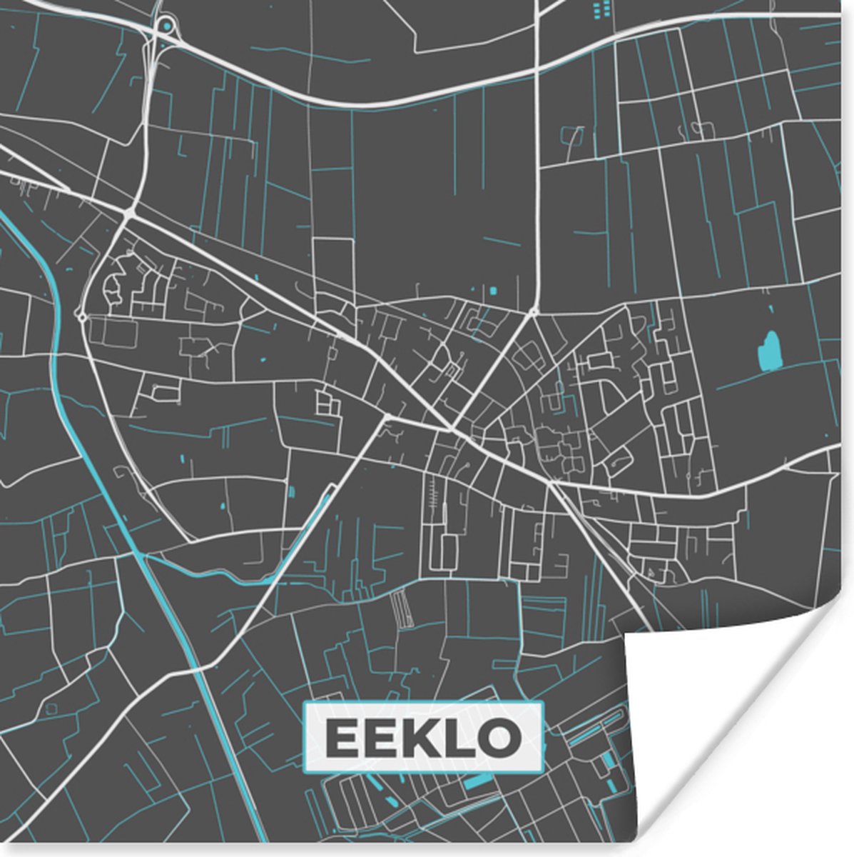 Poster Stadskaart – Grijs - Kaart – Eeklo – België – Plattegrond ...