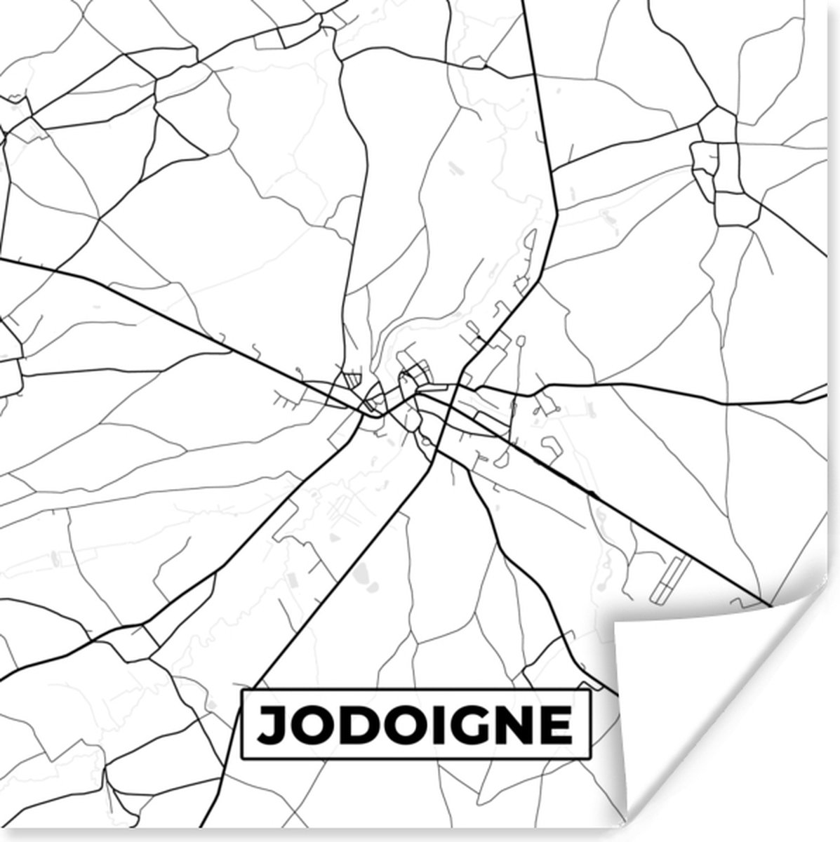 Poster Jodogne - België - Stadskaart - Plattegrond - Kaart - Zwart wit ...