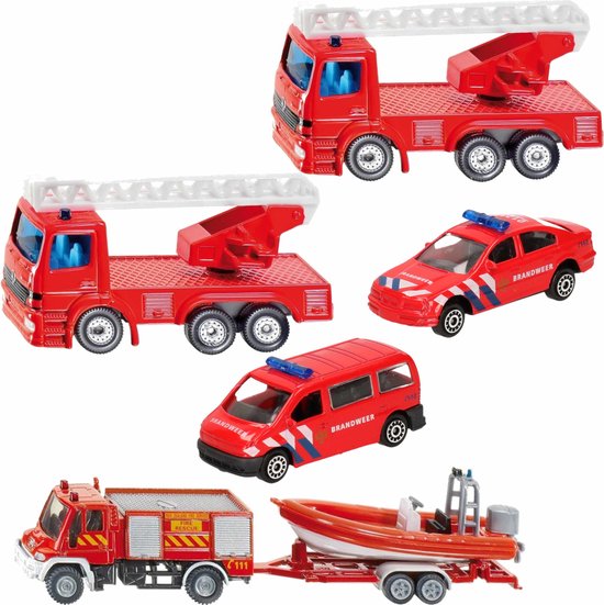 Brandweer wagens uitgebreide speelgoed set 6-delig die-cast - 2x ...