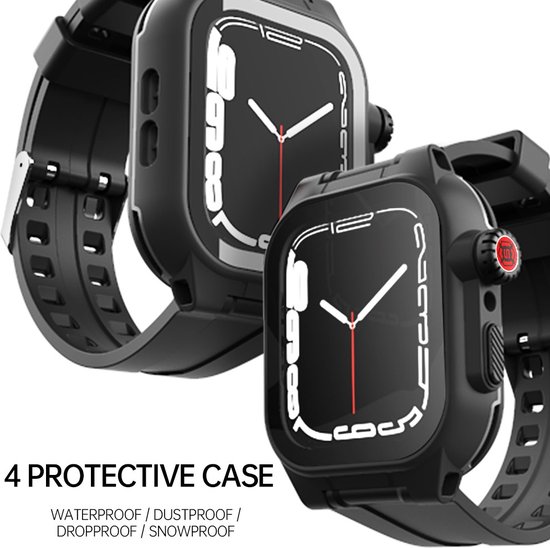Apple Watch Series 7/8 45mm Waterdichte Smartwatch Case - Zwart | bol.com