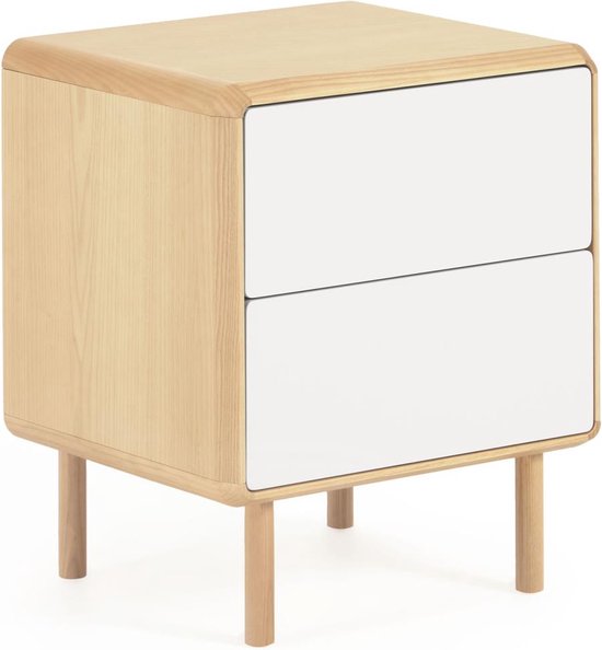 Kave Home - Anielle nachtkastje in massief essenfineer 50 x 58,4 cm | bol