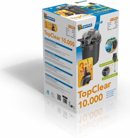 SuperFish Topclear filter 10.000 Kit incl. pomp 3000 l/h + uv 9 watt | bol