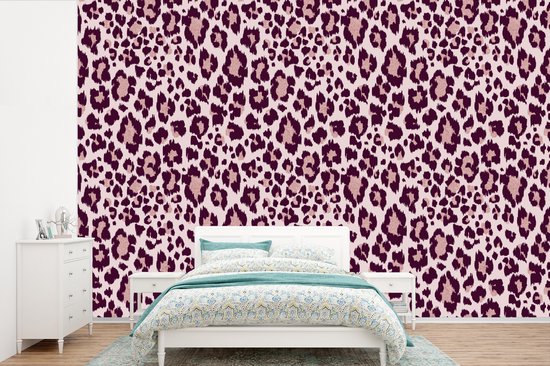 Behang - Fotobehang Patronen - Panter - Roze - Breedte 360 cm x hoogte 240 cm | bol