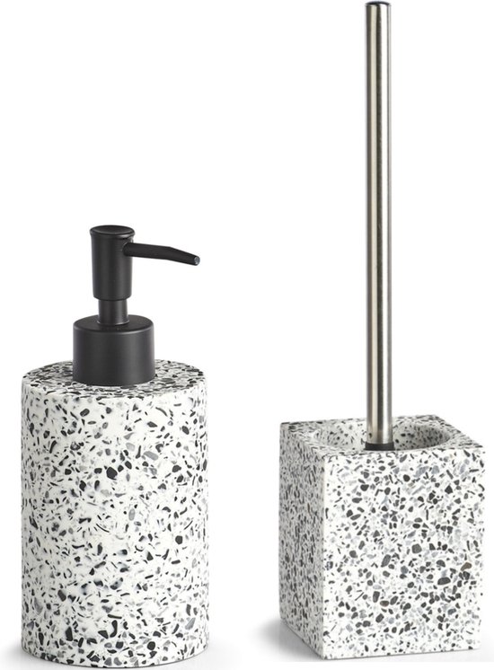 Luxe WC/Toilet spullen set Toiletborstel met zeeppompje van polystone ...