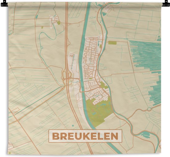 Wandkleed - Wanddoek - Breukelen - Vintage - Stadskaart - Plattegrond ...