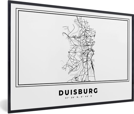 Fotolijst incl. Poster Zwart Wit- Zwart Wit – Duitsland – Plattegrond ...