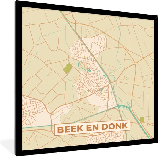Fotolijst incl. Poster - Beek en Donk - Stadskaart - Plattegrond - Kaart - 40x40 cm -... | bol