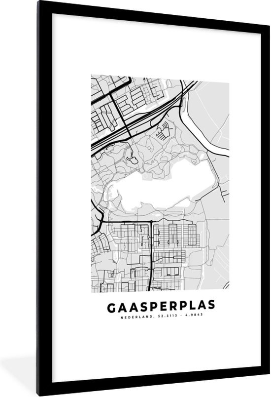 Fotolijst incl. Poster - Kaarten - Gaasperplas - Nederland ...