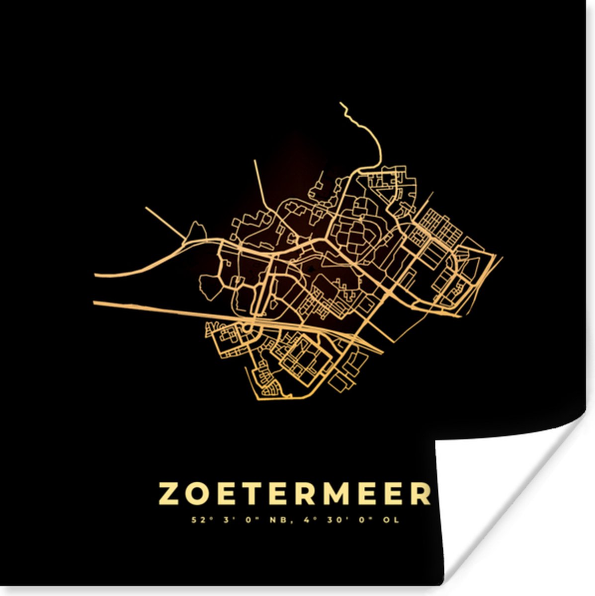 Poster Zoetermeer - Kaart - Plattegrond - Stadskaart - 30x30 cm | bol