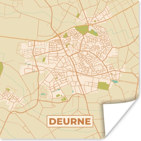 Poster Deurne - Stadskaart -Kaart - Plattegrond - Nederland - 50x50 cm ...