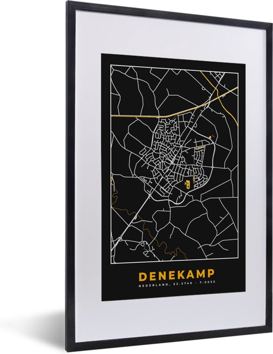 Fotolijst incl. Poster - Plattegrond - Goud - Denekamp - Kaart ...