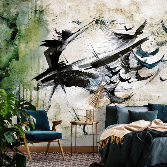 Fotobehang - Vlies Behang - De Vrouw met de Raven - Kunst - Vogels - 254 x 184 cm | bol