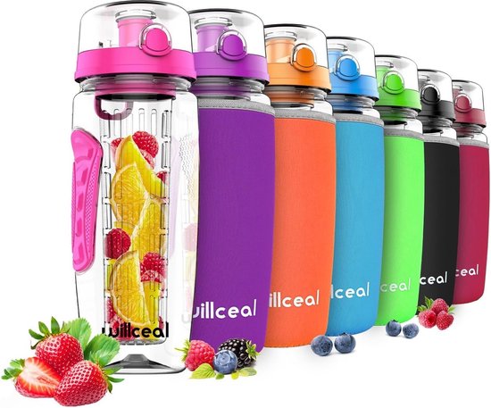 Waterflessen met fruitfilter, 945 ml, high and constant, groot, BPA ...