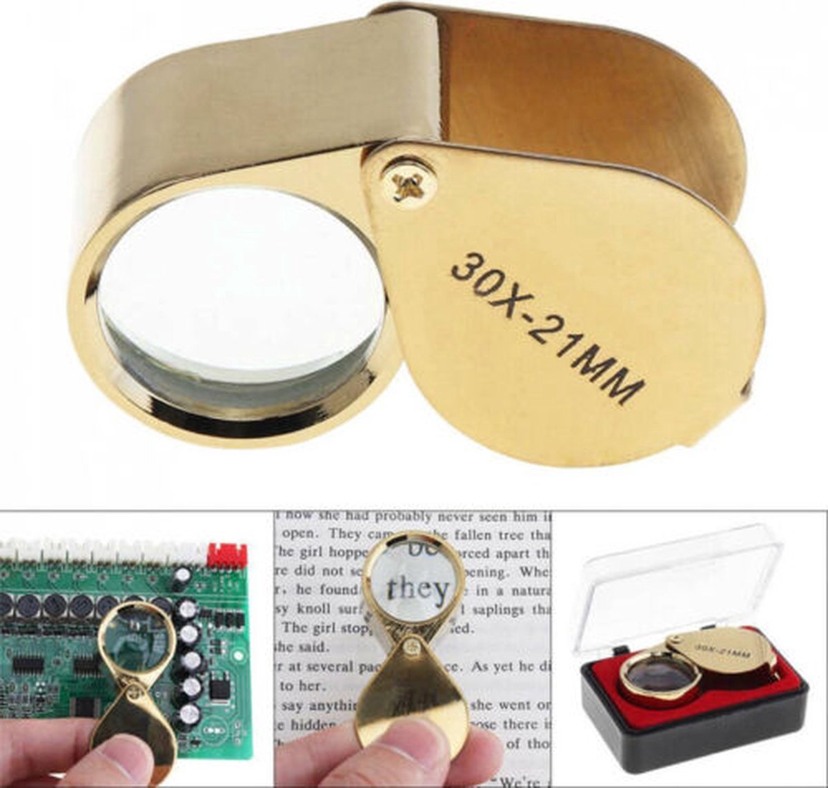 Juweliersloep I Vergrootglas I Loep I 30 x 21 Triplet I Goudkleurig | bol