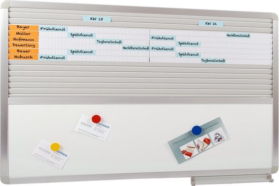 VisiPlan Combi planbord (Whiteboard & 14 vaks Strokenplanbord) | bol.com