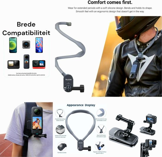 Neck Holder Mount - Telesin- Backpack Clip Magnetic -Voor Gopro Hero ...